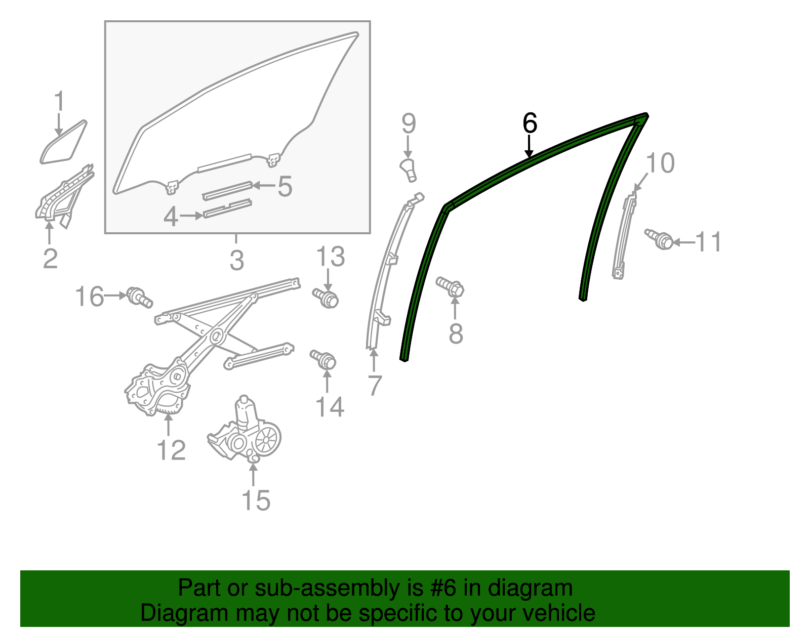 2012-2019 Toyota Prius C Glass Run 68141-52262 | Toyota Parts Center