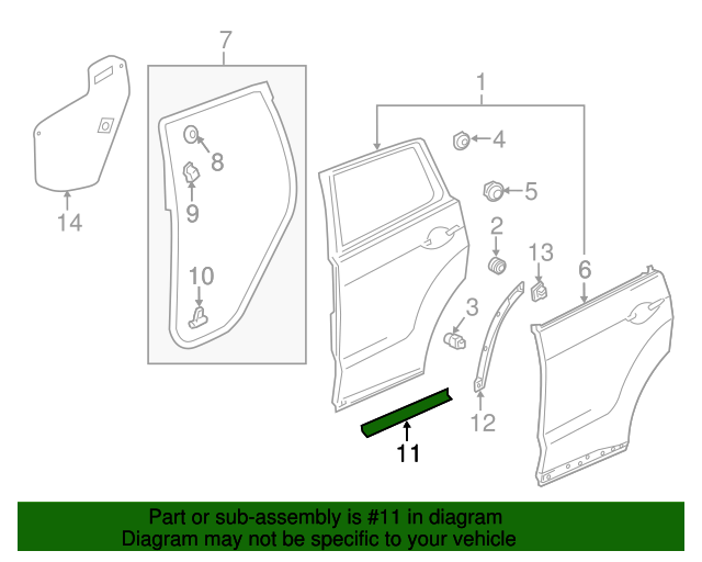 2013-2018 Acura RDX Seal, Rear Door Side Sill 72827-TX4-A01 | OEM Parts ...