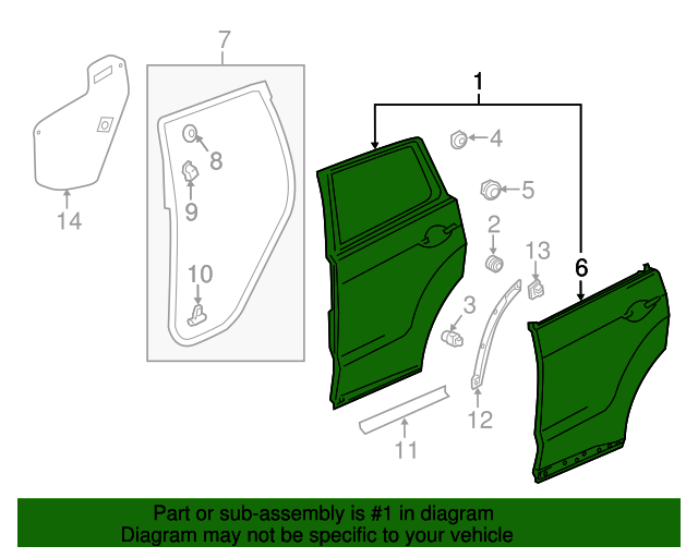 2013-2018 Acura RDX Panel, L Rear Door (DOT) 67550-TX4-A90ZZ | OEM ...