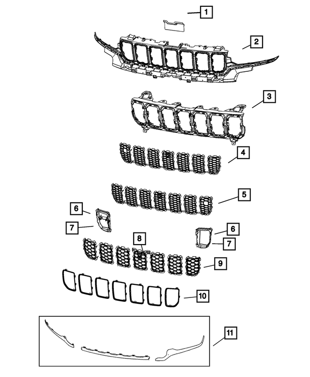 2021 Jeep Grand Cherokee L Grille Surround 68544241AA | Mopar Estores