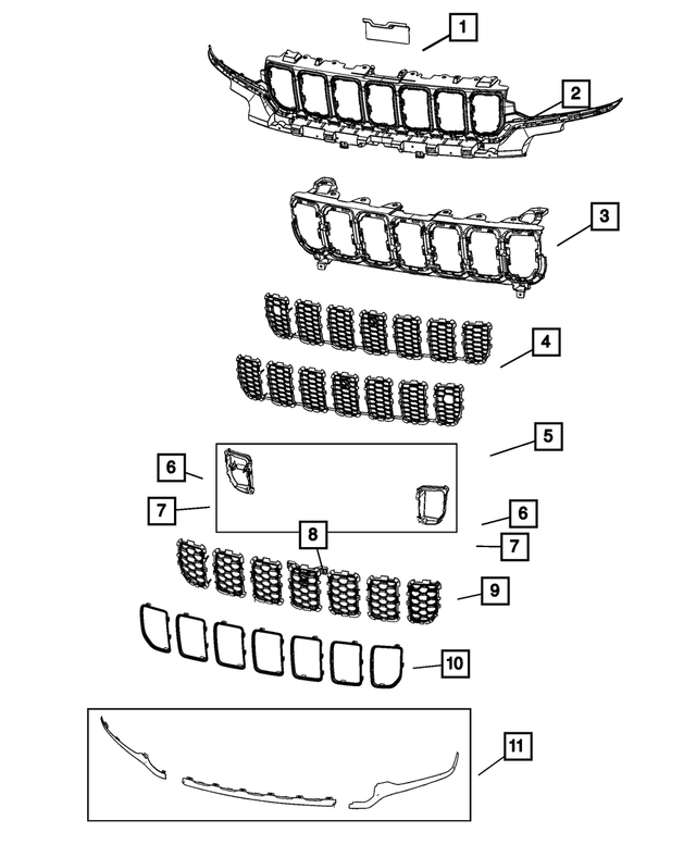 2021-2022 Jeep Grand Cherokee L Grille Surround 7GS67DX8AA | Mopar Estores