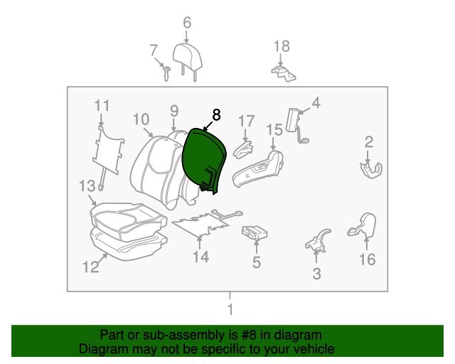 2006-2008 Toyota RAV4 Seat Back Panel 71771-0R010-B0 | Toyota Parts Center