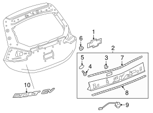 2017-2019 Chevrolet Bolt EV Rear Closure Center Applique 42559948 GM ...