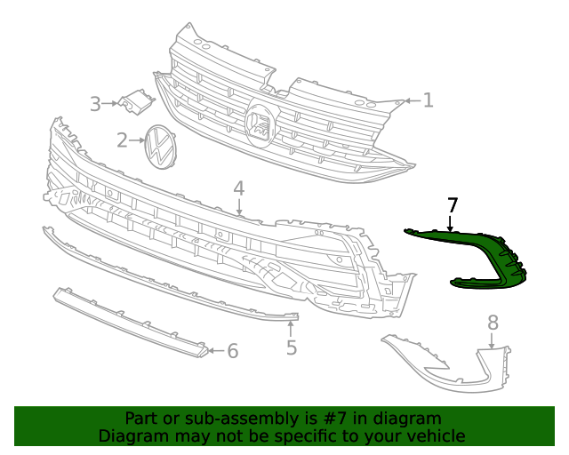 5NN-854-661-F-DPJ - Air Vent Grille - 2022-2023 Volkswagen Tiguan | VW ...