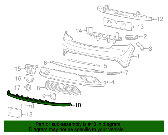2014-2020 Dodge Durango Air Dam 5113682AB | TascaParts.com