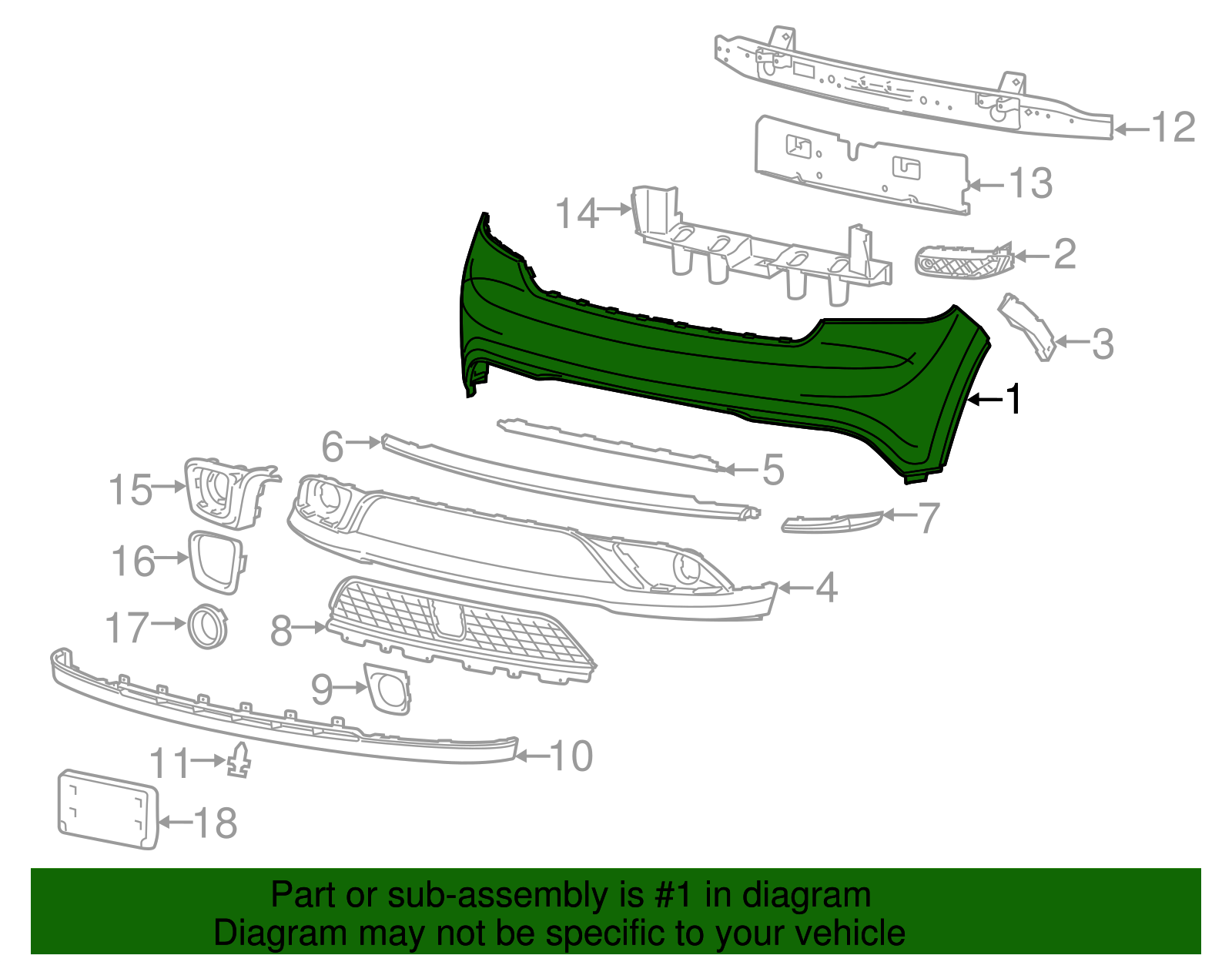 2014-2020 Dodge Durango Bumper Cover 1XV03TZZAD | Mopar Parts Canada