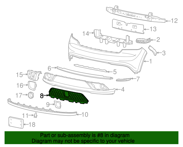 2014-2020 Dodge Durango Lower Grille 5113686AB | TascaParts.com