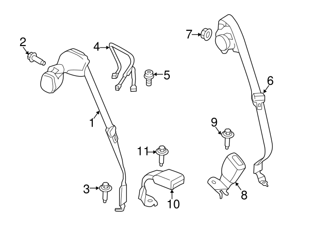 95B-857-805-E-OL8 - Seat Belt Lap and Shoulder Belt 2019-2024 Porsche ...