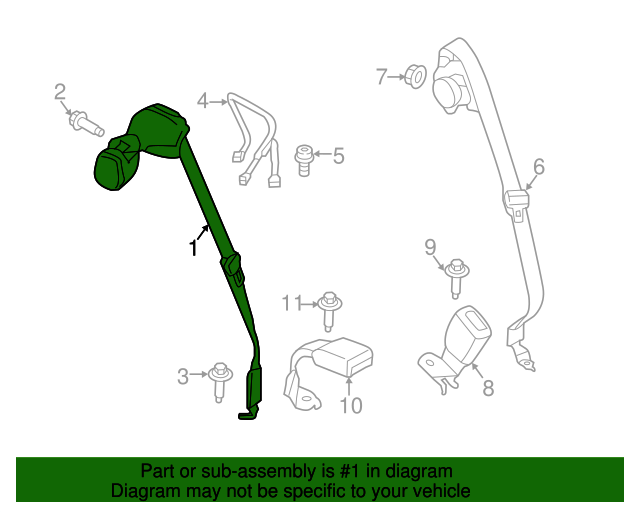 95B-857-805-E-OL8 - Seat Belt Lap and Shoulder Belt 2019-2024 Porsche ...