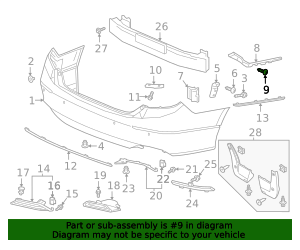 93903-25320 - Bumper Cover Support Rail Screw 2003-2024 Honda | Honda ...