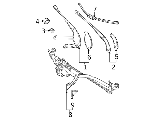 1995-2024 Mercedes-Benz Wiper Arm 213-820-03-44 | Mercedes-Benz Parts