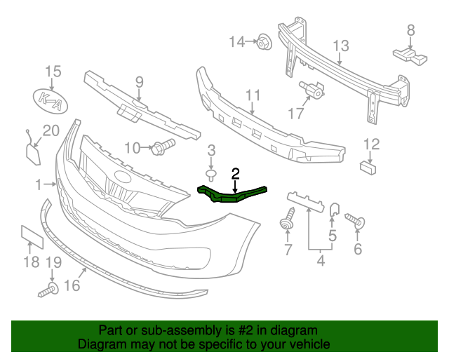 2015-2017 Kia Rio Inner Bracket 86581-1W500 | World Kia Parts