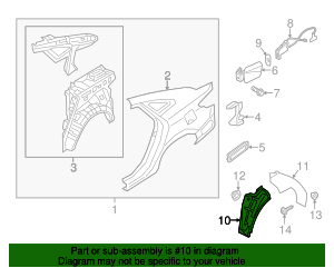 2013-2017 Hyundai Azera Wheelhouse Liner 86824-3V001 | QuirkParts