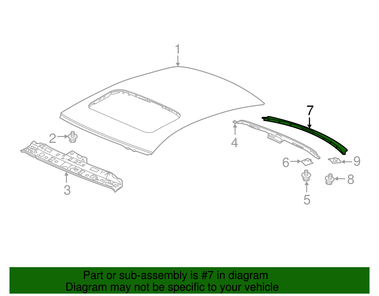 62131-TVA-A00ZZ - 2018-2025 Honda Accord - Rail Rear Roof | Honda Parts ...