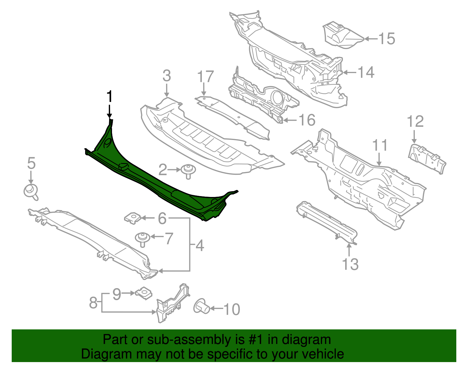 2014-2023 Ford Transit Connect Cowl Grille DT1Z-58018A16-A | QuirkParts