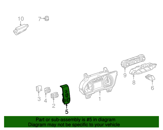 2014-2019 GM Black Carbon Metallic Driver Side Instrument Panel Center ...