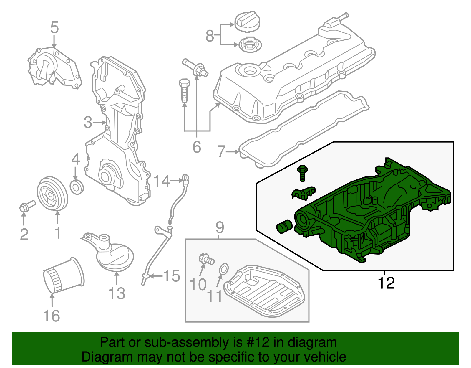 2013-2020 Nissan Oil Pan 11110-3TA3A | OEM Parts Online