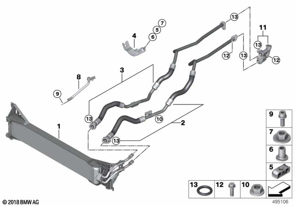 2017-2025 BMW Transmission Oil Cooler Line, Flow 17228053478 | Retail ...