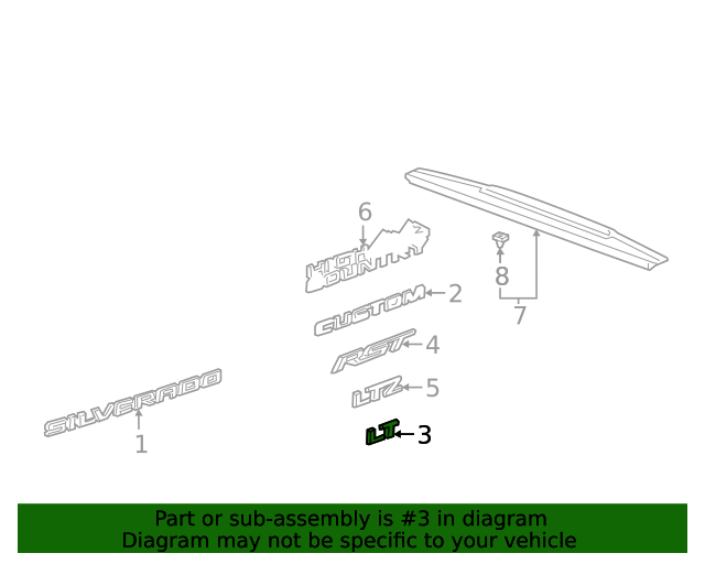 2019-2020 Chevrolet Nameplate 84557549 | TascaParts.com