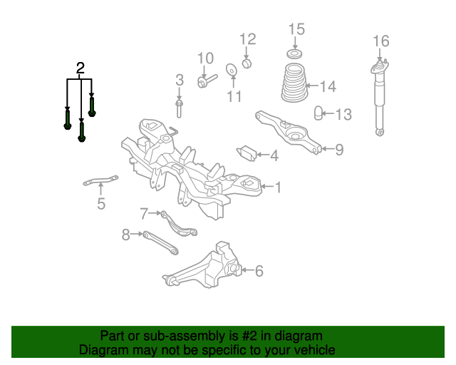 2007-2015 Mazda Suspension Cross-Member Lower Bolt 9YA0-21-20J | QuirkParts
