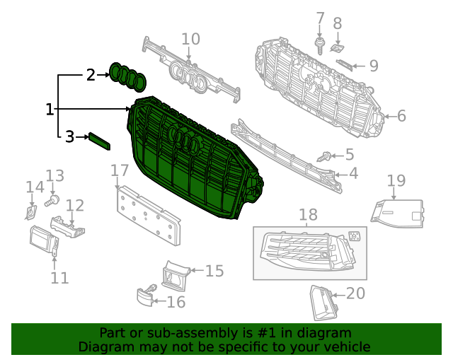 2020-2024 Audi Q7 Grille 4M0-853-651-AH-MX3 | OEM Parts Online