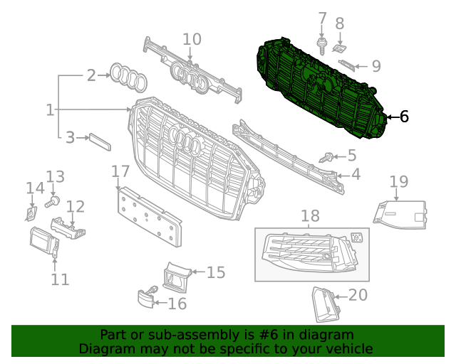 4M0-807-233-E - Grille Reinforcement 2020-2024 Audi Q7 | AutoNation Parts