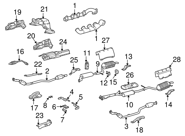 220-492-05-41 - Converter & Pipe Bracket 2001-2006 Mercedes-Benz ...