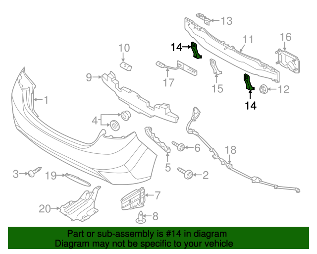 86686-3Y000 - Bumper Impact Bar Bracket 2011-2013 Hyundai Elantra ...