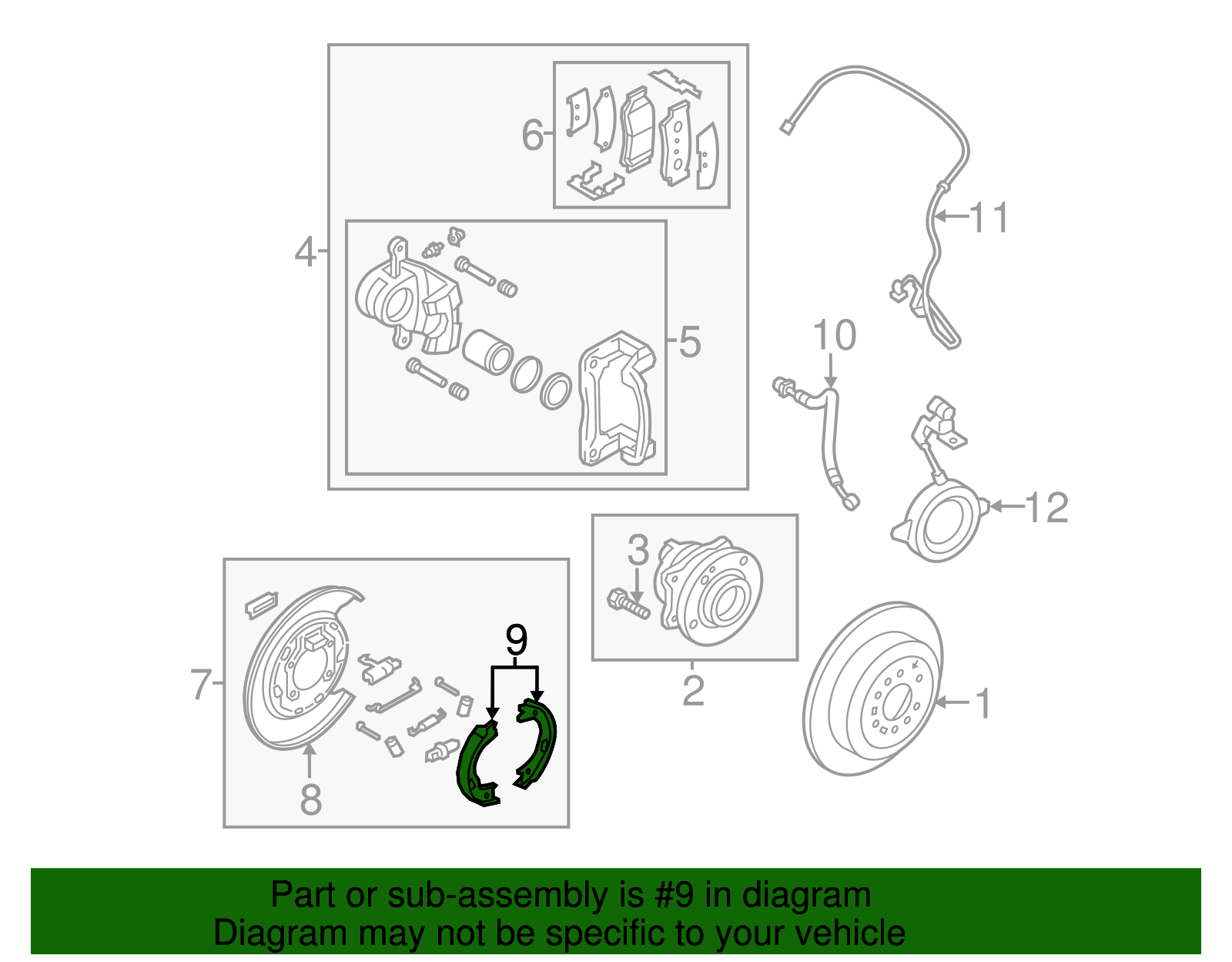 58305-2PA00 - Park Brake Shoes 2011-2013 Kia Sorento | Kia Cheap Parts