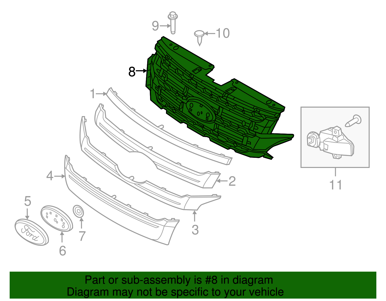 CT4Z-8A284-BA - 2012-2014 Ford Edge - Grille Assembly | My Ford Parts