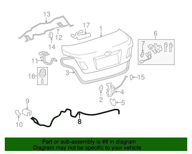 2007-2011 Toyota Camry Deck Lid Release Cable 64607-06070 ...