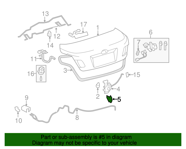 64621-06020 - Deck Lid Striker - 2007-2011 Toyota Camry | OEM Genuine ...