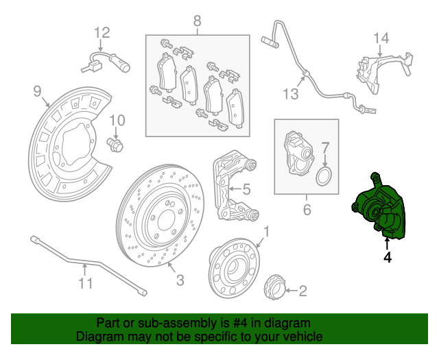 231-423-07-81 - Disc Brake Caliper 2013-2020 Mercedes-Benz | Mercedes ...