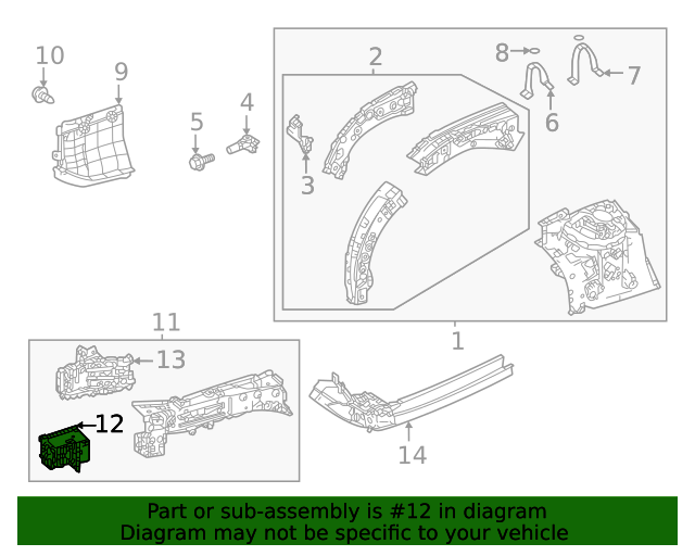 2020 Toyota Highlander Bumper Bracket 57013-0E010 | Toyota Parts Center