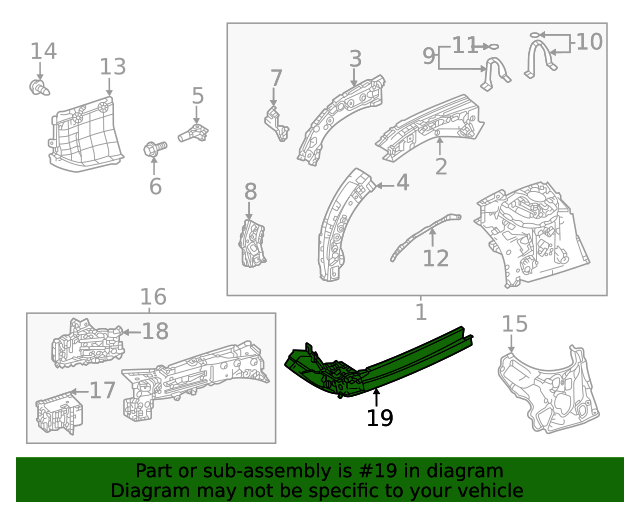 57017-0E051 - Rail Reinforced - 2020-2023 Toyota Highlander | OEM ...