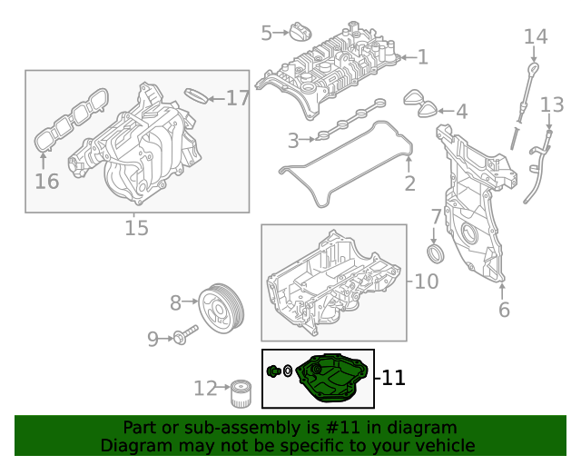 2018-2019 Nissan Kicks Oil Pan 11110-5RB1A | TascaParts.com