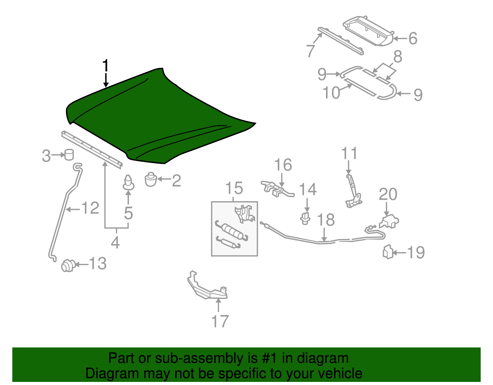 2012-2015 Toyota Tacoma Hood 53301-04210 | Toyota Parts Center