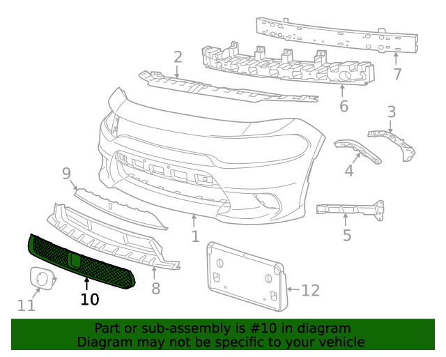 2015-2021 Dodge Charger Lower Grille 68214869AB | TascaParts.com