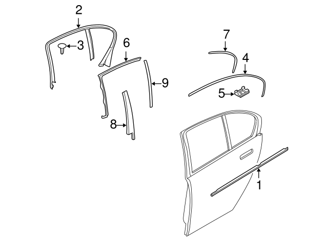 2002-2008 BMW Finisher window frame B-pillar RL door 51-35-8-223-785 ...