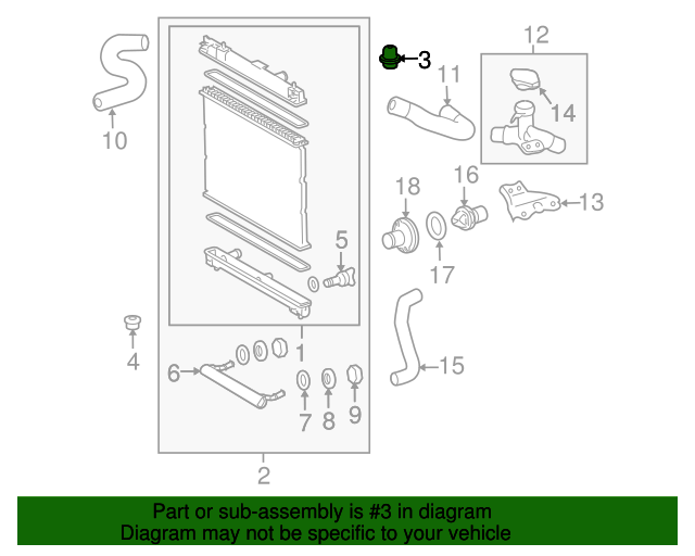 2007-2019 Toyota Radiator Assembly Cushion 16523-21030 | Toyota Parts ...