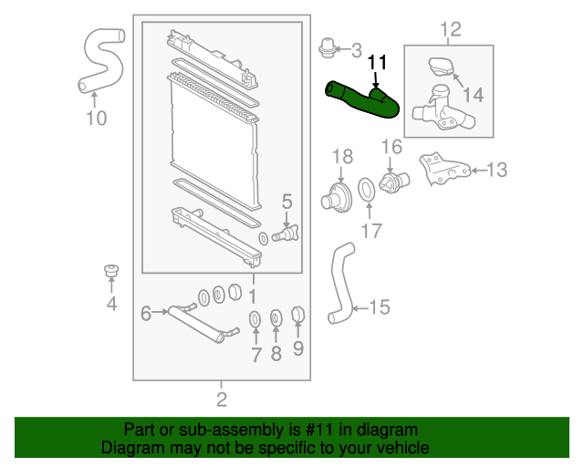 16571-21120 - Upper Hose - 2007-2018 Toyota Yaris | OEM Parts Quick