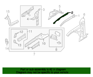 2011-2014 Porsche Cayenne Fender Rail Reinforcement 958-501-551-00-GRV ...