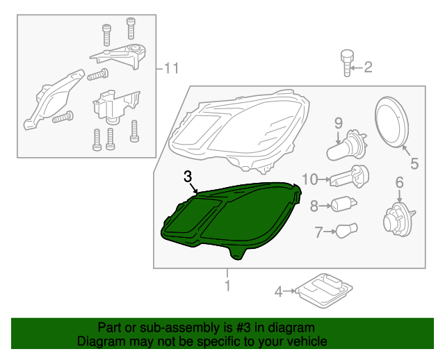 212-826-05-91-64 - Headlamp Assembly Seal 2010-2013 Mercedes-Benz ...