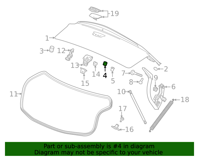 2018-2019 Cadillac XTS Rear Compartment Lid Bumper 84023901 ...