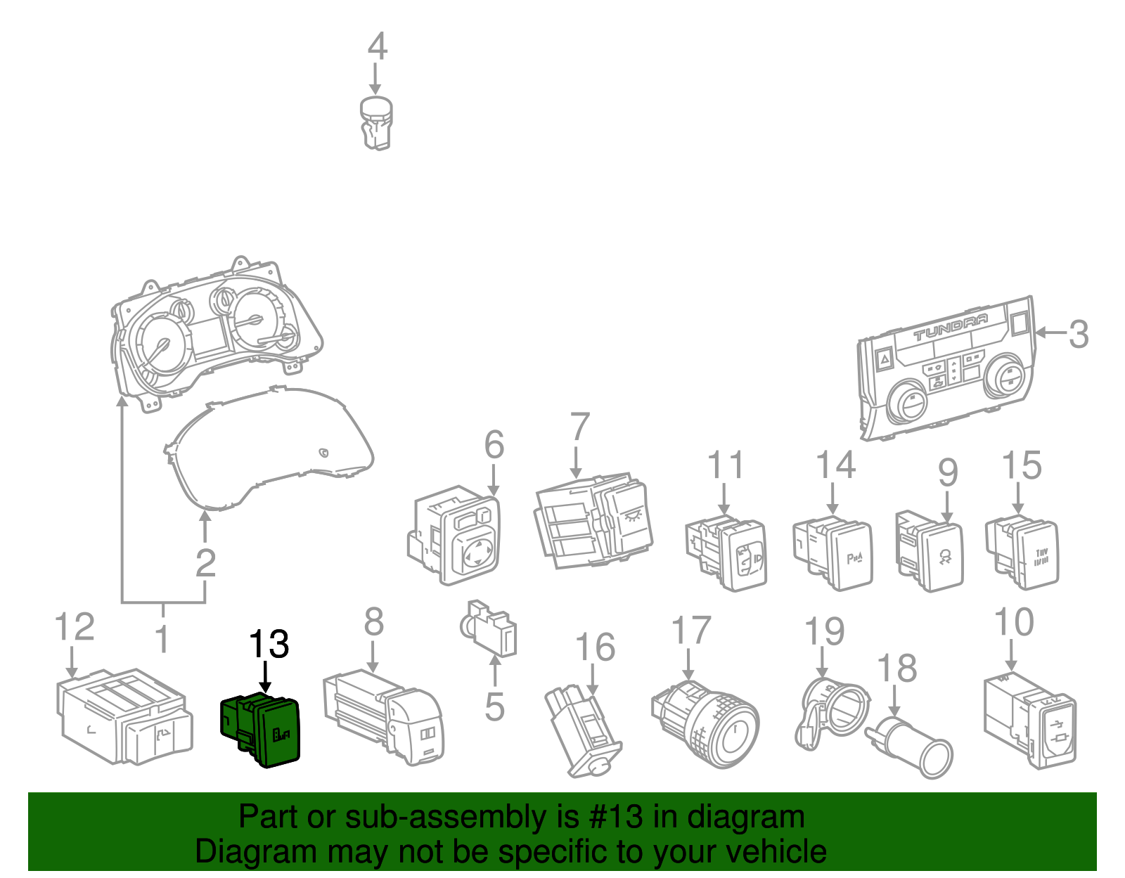 2013-2019 Toyota Parking Aid Switch 84470-0R011 | AutoNationParts.com
