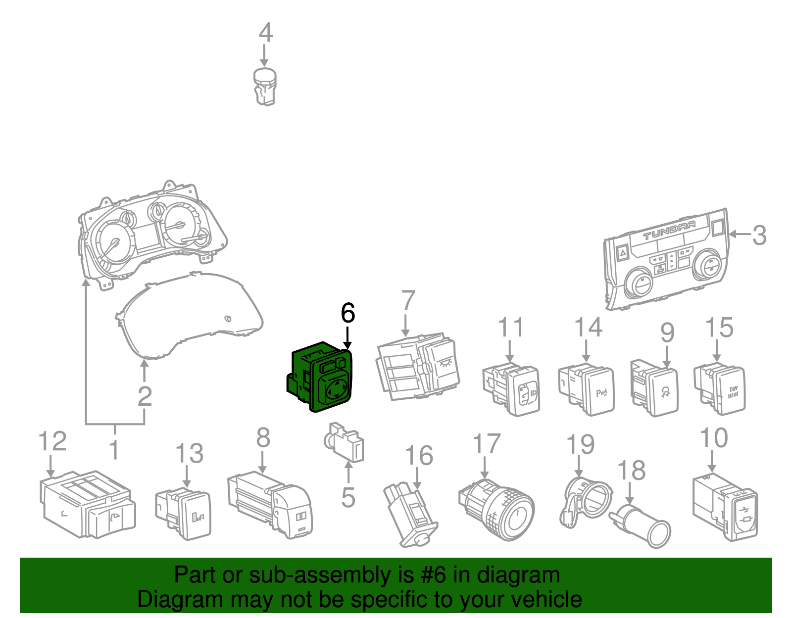 84870-08010 - Mirror Switch 2001-2022 Toyota | Longo Toyota Parts