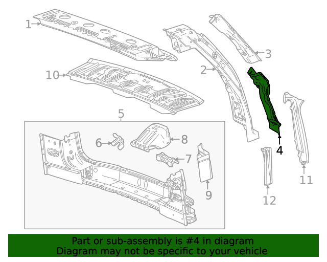 2021-2024 GM Driver Side Tail Lamp Pocket (Body Side) 84607782 GM ...