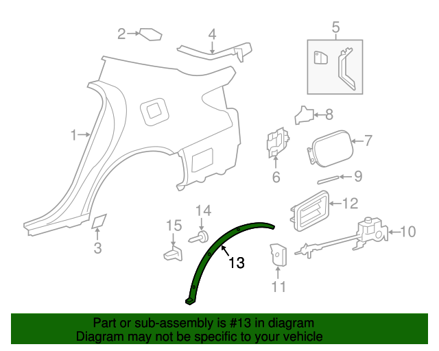 2007-2017 Lexus Wheel Arch Molding 75873-50051 | AutoNationParts.com