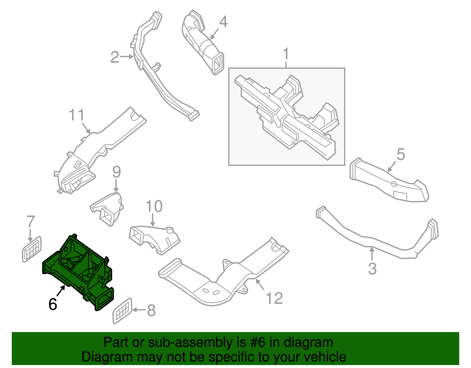 2005-2021 Nissan Center Duct 27836-ZL80A | Nissan Parts Central