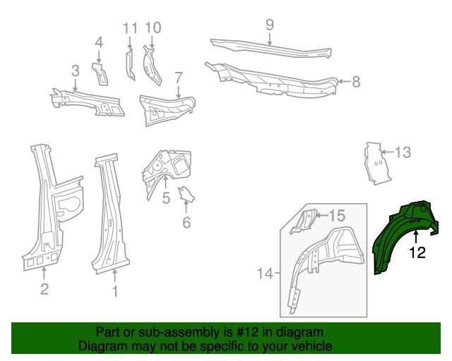 2011-2016 Scion tC Panel Quarter Wheel 61632-21050 | Toyota Parts Center